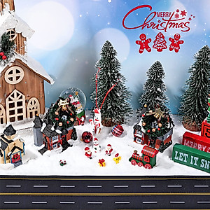 Marspark Christmas Village Accessories 5 x 50 Inch Christmas Miniature Road Village Street Mat Xmas Village Snow Street Decorations for Little Village Landscape (Road Style)