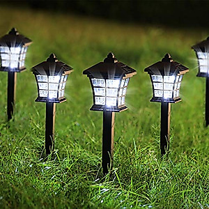 Twinkle Star 6 Pack Solar Pathway Lights Outdoor Solar Garden Lights Solar Powered Landscape Lighting for Yard Patio, Garden, Walkway