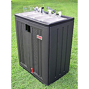 Concession Sinks - Standard Size Electric 3 Compartment with Soap Dispenser, Removable Accessory Shelf and New! Removable Wheels