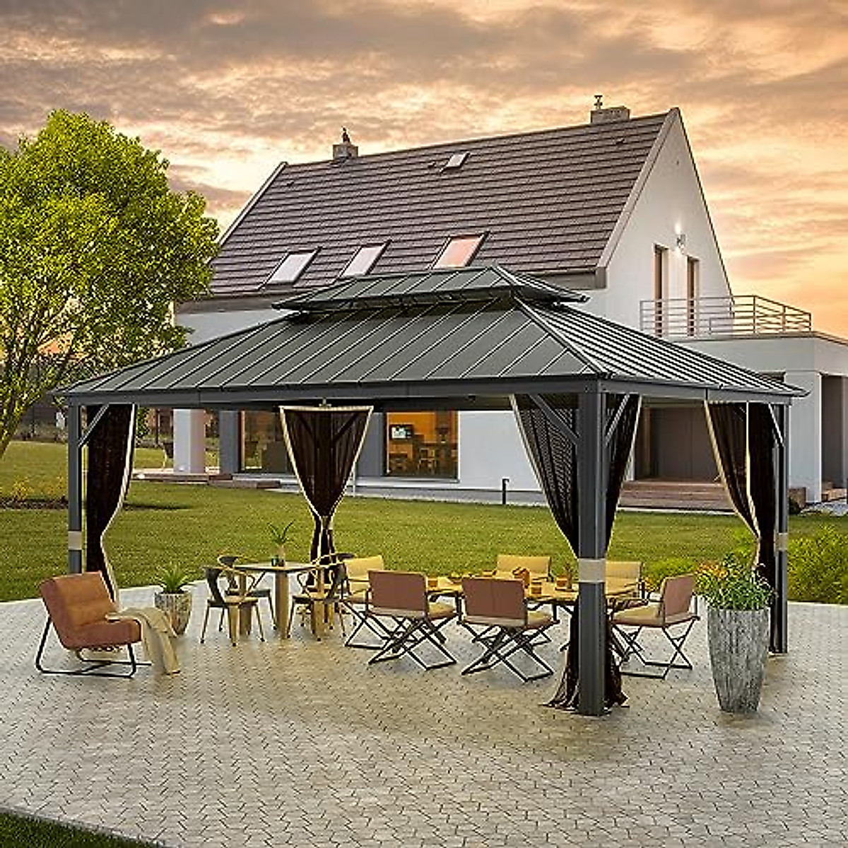 OLILAWN Gazebo 12x16, Outdoor Hardtop Gazebo with Large Aluminum Frame ...