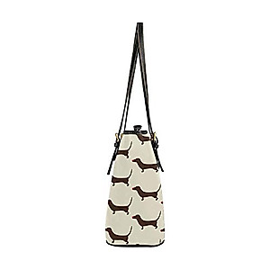 InterestPrint Tote with Shoulder Length Handles Purses Cute Brown Little Dog Wearing Red Nose