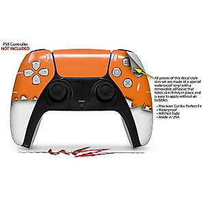 WraptorSkinz Skin Wrap compatible with Sony PS5 DualSense Controller Ripped Colors Orange White (CONTROLLER NOT INCLUDED)
