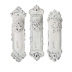 Vintage Door Knobs Hooks – Set of 3 Chic French County Door Knobs Hooks – Hand Painted Antique Hooks Decor