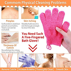anezus Exfoliating Gloves, 6 Pairs Shower Scrub Gloves Bath Loofah Glove Exfoliating for Women to Remove Dead Skin for Body Exfoliate (6 Colors)
