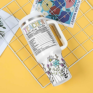 Muwnrol Teacher Gift Tumbler, Teacher Appreciation Week Gift For Teacher, Teacher Plant Seeds That Grow Forever Teacher Gift 40 Oz Tumbler with Handle