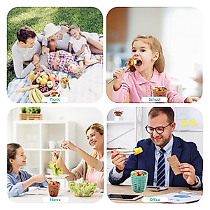 Luiruey Portable Fruit Cups with Lids and Fork, Overnight Oats Containers Snack Pot with Airtight Lid 20 oz Cereal, Milk, Vegetable and Fruit Salad Storage Containers (green)