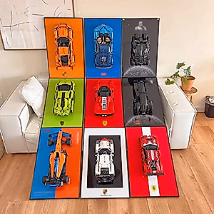 iLuane Display Wallboard for Lego McLaren Formula 1 Race Car 42141 Bundle with Lego 42083 Bugatti Chiron, Collectibles Display Wallboard for Building Blocks (Only Display Wallboard)