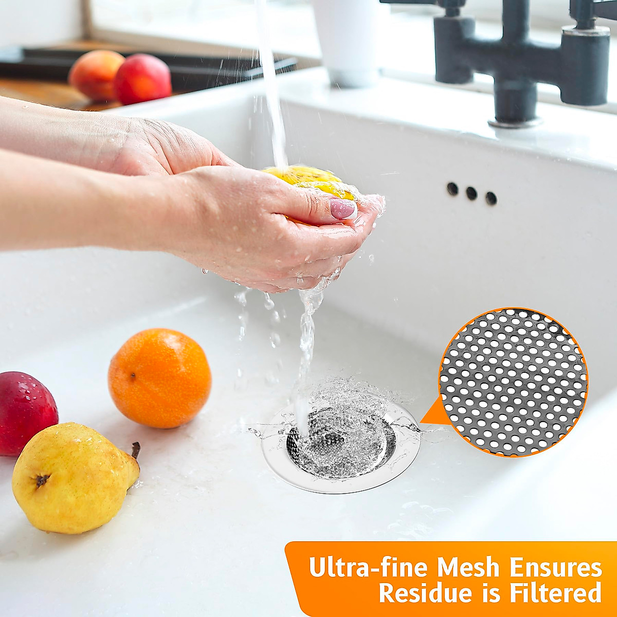 Generic 3 Pack Sink Drain Strainer, Sturdy Stainless Steel Shower Drain Hair Catcher with Double Sided Anti-Rust Mesh, Upgraded Tub Drain Strainer for Shower Kitchen Bathtub Bathroom RV Sink