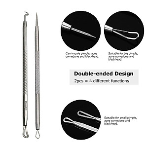 Pinkiou Blackhead Removers Comedone Pimple Popper Tool Acne Extractors Blemish Remover Ingrown Hair Tweezers Removal Kit Whitehead Remover Zit Treatment Skincare Tools for Face Nose, 8-in-1