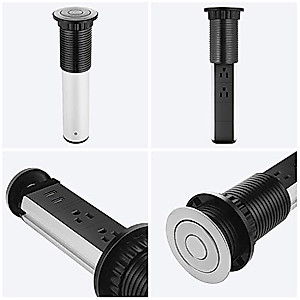 Pop Up Outlet for Kitchen Countertop,2.5" Hole Size Grommet Power Pop Out Outlet with USB,Pulling Pop Up Socket for Home,Office Worktop,Telescoping Power Solution,6ft Power Cord