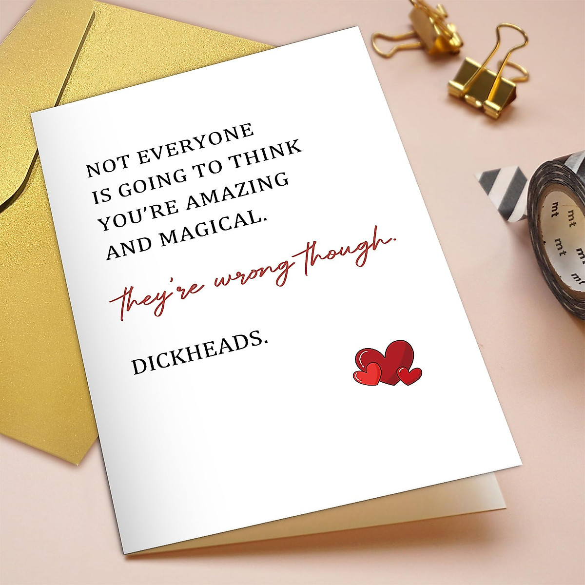 Qiliji Funny Encouragement Card for Men Women, Support Card for Friend, Affirmation Card for Sister Brother, Thank You Card, Not Everyone Think You're Amazing And Magical