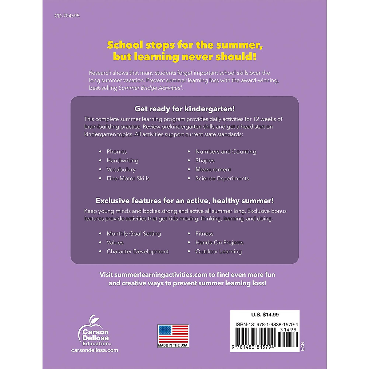 Summer Bridge Activities Preschool to Kindergarten Workbooks, Phonics, Handwriting, Math, Early Learning Summer Learning Activities, Kindergarten Workbooks All Subjects With Flash Cards