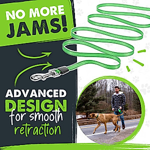 Mighty Paw Retractable Leash with Built-in Poop Bag Holder | 16' Long Retractable Dog Leash for Small Dogs, Medium Breeds & Large Pets with Tape for Quick Control. Poop Bags Included