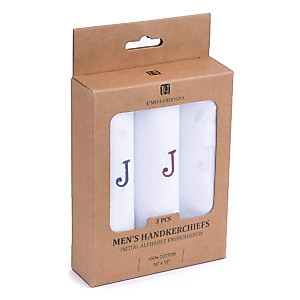 Monogrammed Handkerchiefs for Men - Soft Hankies for Men + Great Monogrammed Gifts - Intial J
