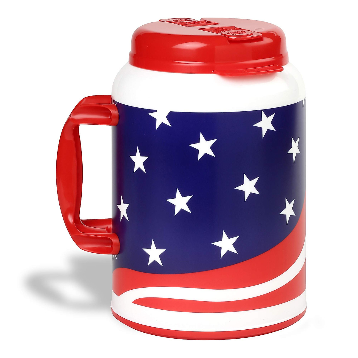 Plum Hill 100 Ounce Insulated USA Flag Mug with Handle and Flexible Straw with Flip Top Easy Pour Cap Keep Drinks Cold