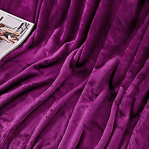 VANSILK Flannel Fleece Throw Blanket for Couch Purple 300 GSM, Lightweight Luxury Fuzzy Cozy Throws and Blankets for Sofa or Bed, Super Soft & Comfy (90x90 Inches)