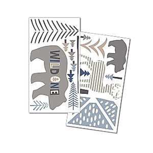 Levtex Baby - Logan Resuable Wall Decal - Bears, Deer, Trees - Grey, Taupe, Navy, Blue - Nursery Accessories - Size: 36 x 33 in.