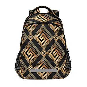Boccsty Geometric Gold Greek Key Kids Backpack for Boys Girls Backpacks Preschool Toddler BookBags Kindergarten Elemetary School Bags