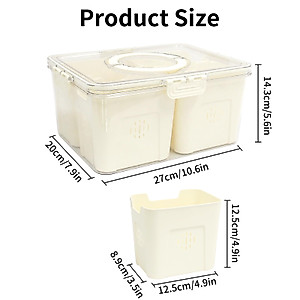 Fruit Storage Containers for Fridge, Fridge Organizer Containers for Food, Fruit Containers with Lid, Divided Serving Tray with Handle, Kitchen Organizers and Storage for Fruit Berry Veggie Vegetable