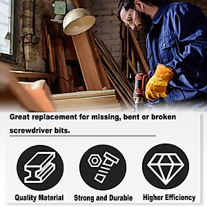 Utoolmart Screwdriver Bits, 4 Piece Set Phillips/Slotted Head Screw Driver Bit, with 5/16-inch Hex Shank, 32mm Length Cr-V Steel Screw Driver Kit Tools, for Repair Work