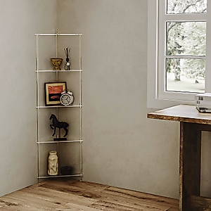 Elgaf Acrylic 5-Tier Corner Shelf Stand - 11.7'' W Corner Display Shelves Storage Shelf for Collectibles, Plants, Books, 11.7’’ D x 11.7'' W x 53.3'' H, Triangle, Clear