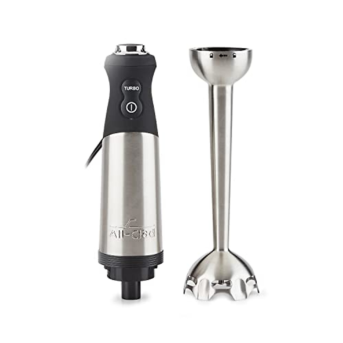 All-Clad Stainless Steel Immersion Blender, 600-Watts, Easy to Clean Detachable Shaft, Variable Speed Control Dial, Turbo Function, Hand Blender KZ750D42