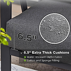 COMLAX FIELD Patio Porch Furniture Set, Patio Outdoor Rocking Chairs Set of 2 with Coffee Table, 3 Piece Metal Outdoor Patio Furniture Set, Small Patio Bistro Conversation Set, Grey