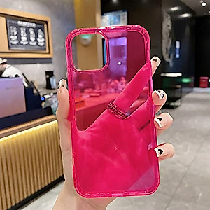 OWLSTAR Cute Neon Clear Soft Case for iPhone 12 Pro 6.1 inch & iPhone 12, Flexible Slim TPU Shockproof Transparent Bumper Protective Phone Cover for Women and Girls (Hot Pink)