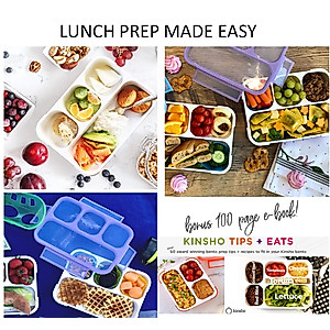 kinsho Bento Lunch Box for Kids Lunch-Boxes for Women Adults Girls Boys | Leakproof Snack Containers for Toddlers Tweens Pre-School Lunches BPA Free | Purple, 4 compartments