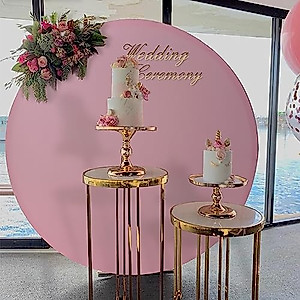 7.2ft Baby Pink Round Backdrop Cover Suitable for 7ft/7.2ft Circle Stand Polyester Iovry Birthday Party Wedding Photography Circle Arch Backdrop Cover