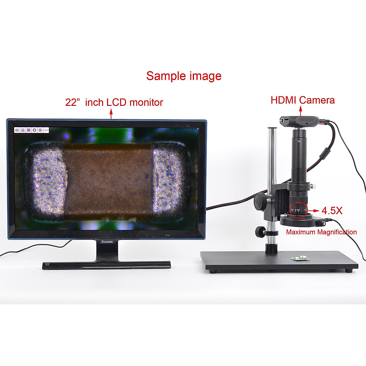 Monocular Big Heavy Duty Metal Boom Stereo Microscope Camera Table Stand Holder 50mm Ring +300X Zoon C-Mount Lens (300X Zoon Lens)