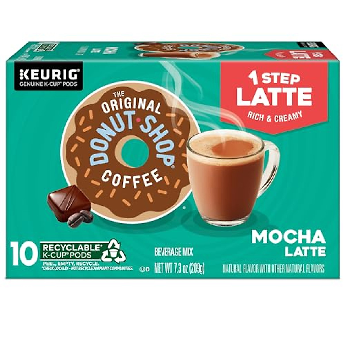 The Original Donut Shop Mocha Latte, Single Serve Coffee K-Cup Pod, Flavored Coffee, 60 Count (6 Packs of 10)