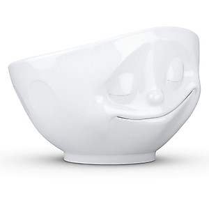FIFTYEIGHT PRODUCTS TASSEN XL Porcelain Bowl, Happy Face Edition, 33 oz. White (Single Bowl), Extra Large Bowl