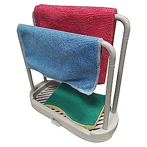 Kitchen Dish Sponge Holder for Kitchen Sink Organizer Organization, Kitchen Sink Sponge Caddy Accessories Holder, Kitchen Sink Sponge Soap Tray for Dish Cloth, Rag, Brush, Scrubber
