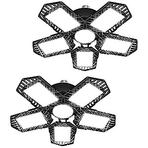 LECLSTAR 2-Pack Garage Light 160W LED Garage Light - 16000LM 6500K Deformable LED Garage Ceiling Light, LED Shop Light with 5 Multi-Position Panels, Easy-Installation LED Lights for Garage, Workshop