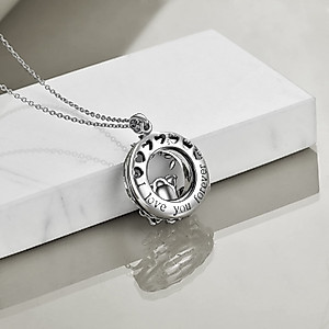 POPLYKE Elephant Family Necklace Jewelry Sterling Silver Three Elephant Blue Circle Crystal Necklace Women's Mother's Day Gift Gift for Mom from Daughter Husband