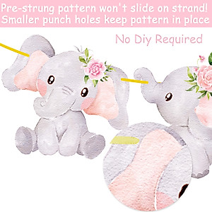 Elephant Party Banner 3Pcs Elephant Birthday Banners Pink Elephant Baby Shower Decoration for Girl Floral Elephant Birthday Party Decoration Elephant Animals Themed Party Supplies