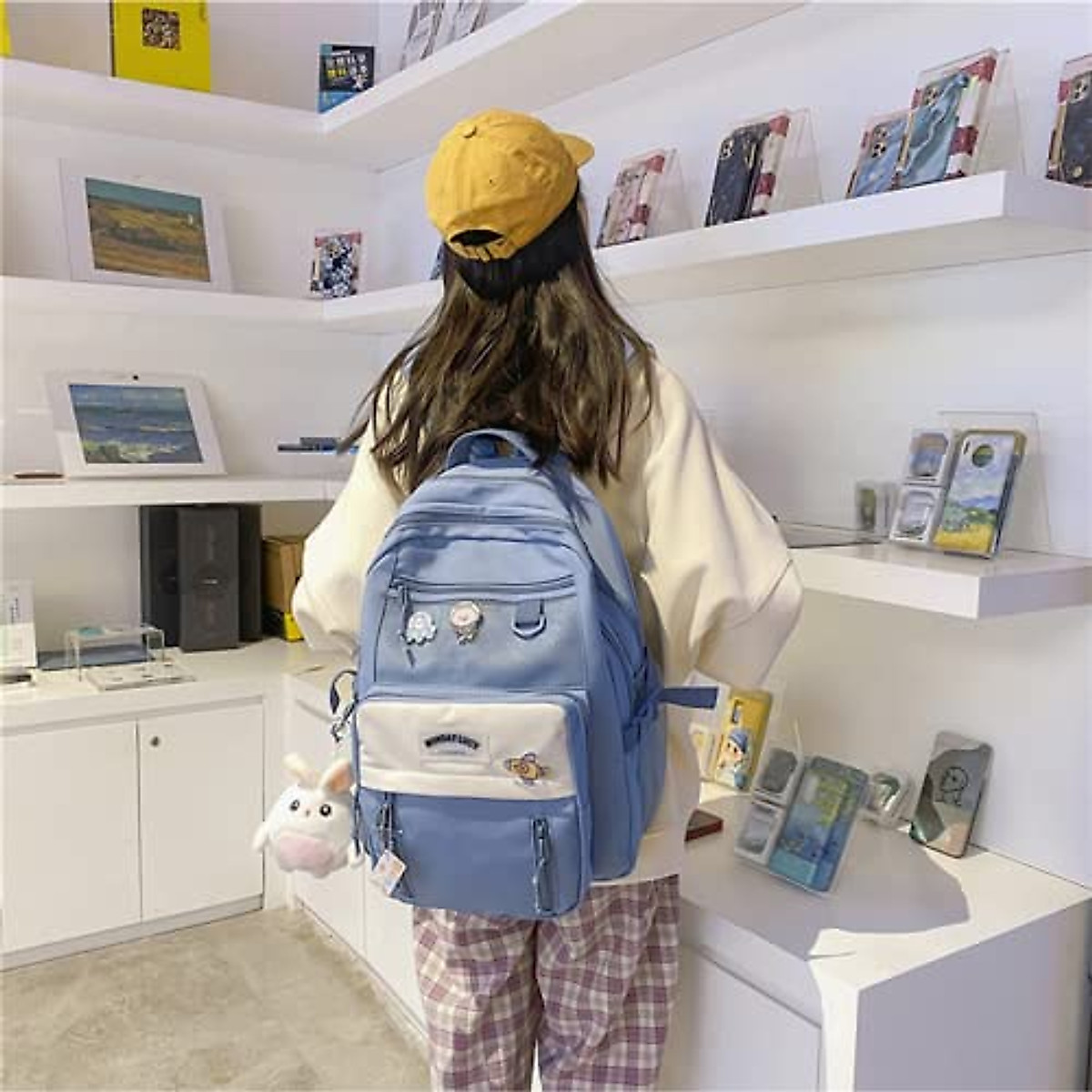 KOWVOWZ Kawaii Large aesthetic Bookbags for Girl Students Back to school Laptop Backpacks 15.6 Inch School Bag with Cute 12.6inx5.1inx16.9in