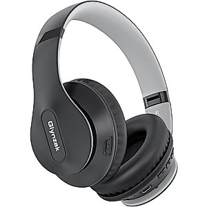 Glynzak Wireless Bluetooth Headphones Over Ear, 65H Playtime HiFi Stereo Headset with Microphone and 6EQ Modes Foldable V5.3 Bluetooth Wireless Headphones for Travel Computer Laptop(Grey) (WH207A)