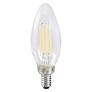 SYLVANIA LED TruWave Natural Series Décor B10 Light Bulb, 60W Equivalent Efficient 5.5W, Candelabra Base, Dimmable, Clear 2700K, Soft White - 2 Pack (40796)