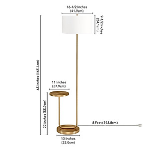 Jacinta Tray Table Floor Lamp with Fabric Shade in Brass/White