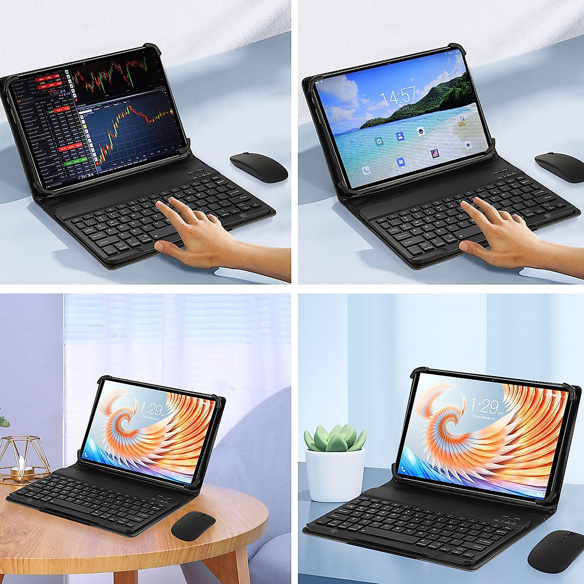 2 in 1 Tablet, 2 Speakers USB C Fast Charging 8 Core 2.4GHz 5G WiFi Connection Tablet FHD Screen 100‑240V Expandable Memory for Home (US Plug)