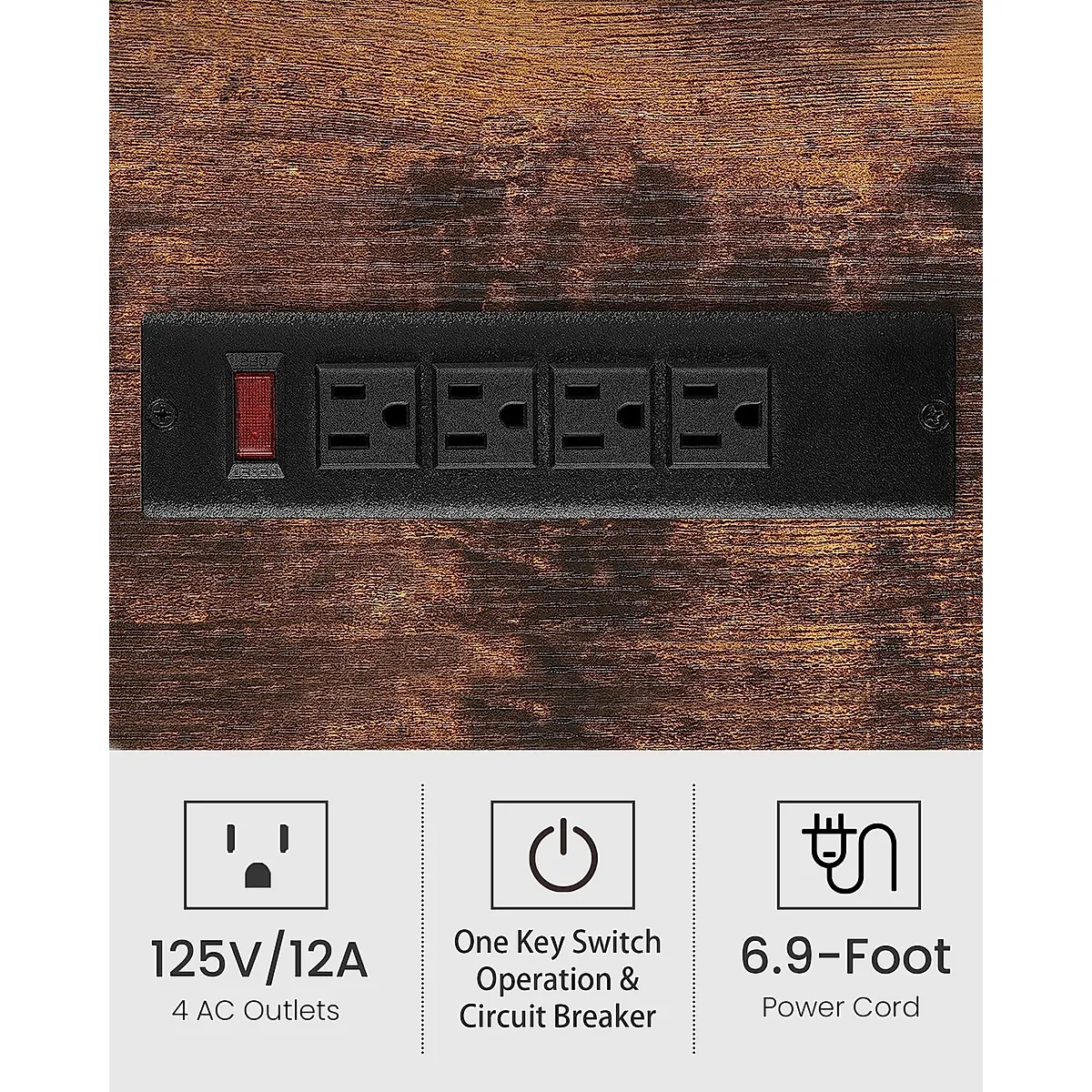 Hzuaneri TV Stand with Charging Station for TVs up to 65 Inches, 3 Tier Media TV Entertainment Center with Storage Shelf, Industrial TV Console Table for Living Room, Bedroom, Rustic Brown and Black