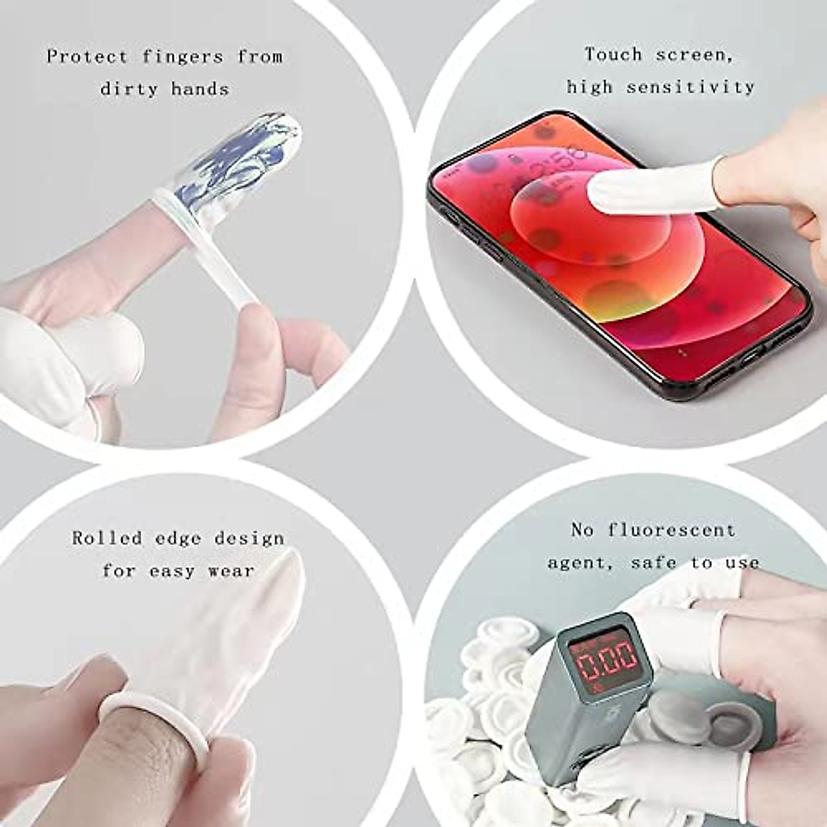 ZFyoung Pack of 250 Disposable Latex Finger cots, Protect Fingers, Anti-Static Industrial Medium Finger cots, for Electronic Repair, Beauty, Handmade