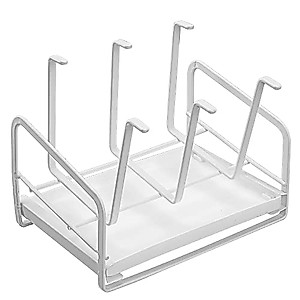 YEAVS Cup Drying Rack with Drain Tray, Bottle Drying Rack Stand with 6 Hooks, Mug Organizer (White)
