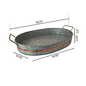 KOTINARA Galvanized Serving Tray with Handles - Rustic Decorative Tray - Farmhouse Serving Tray for Country Style Farmhouse Decor.