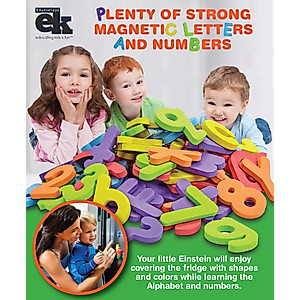 Magnetic Foam Letters and Numbers Premium Quality ABC, 93 Foam Alphabet Magnets | Educational Toy for Preschool Learning, Spelling, Counting in Canister
