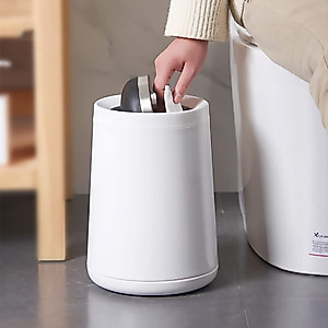 LEASYLIFE 8L/2.1GALbrass Garbage can with Swing lid，Brushed Nickel Gold Trash can,Matte Gold Trash can for Bathroom,Powder Room,Bedroom,Laundry Room (white-32-8l)