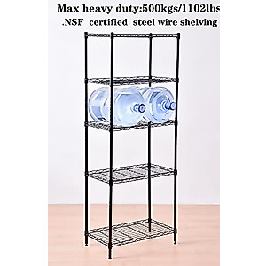 2YOU 5-Shelf Storage Shelves Height Adjustable, Heavy Duty Metal Shelving Unit, Garage Shelving Certified NSF, Steel Wire Rack Organizer for Warehouse/Kitchen/Bedroom, Black (14" DX24 WX59 H)