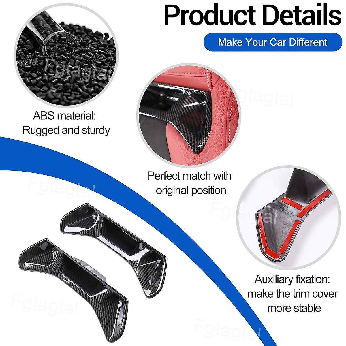 Fgtagtal Car Seat Backrest Trim Cover Fit for Toyota Supra GR A90 A91 MK5 2019-2024, ABS Seat Back Protection Cover Trim Sticker, 2 PCS (Black)